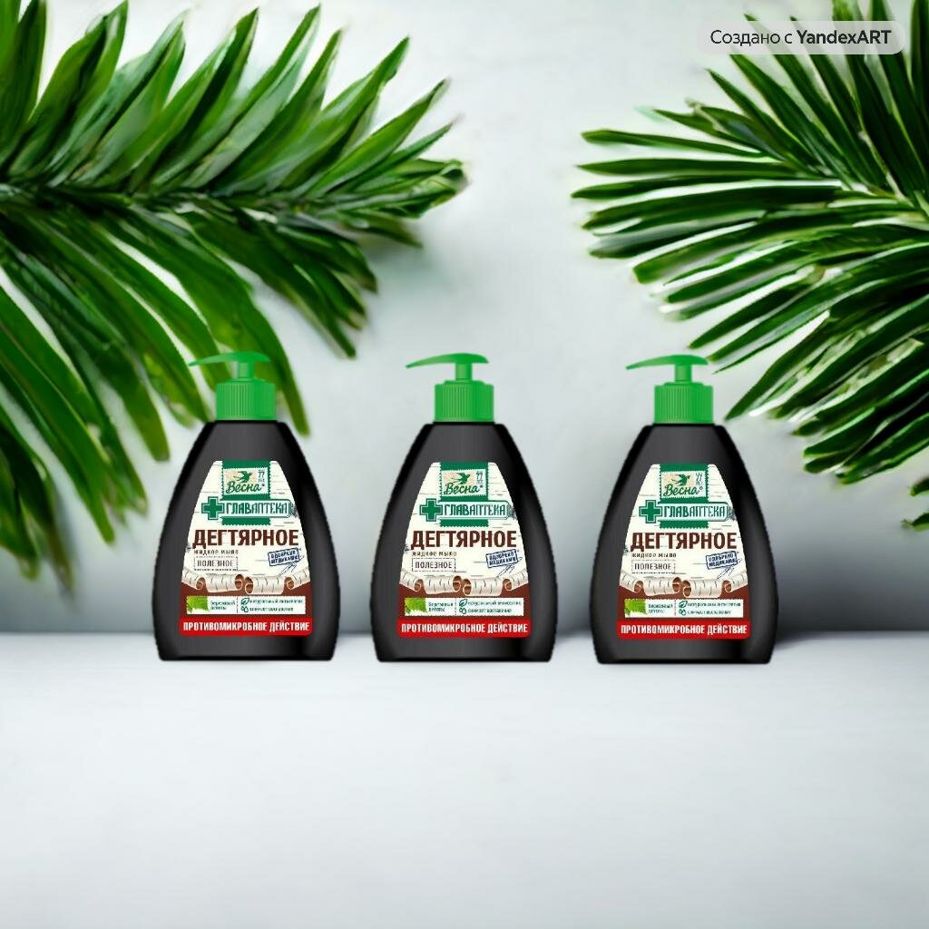 Жидкое мыло Весна Главаптека, Дегтярное, 280 гр, 3 шт