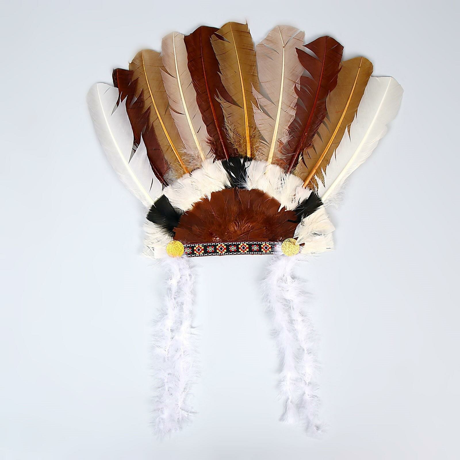 Карнавальный головной убор ЛАС играс "Индеец", перо, разноцветный