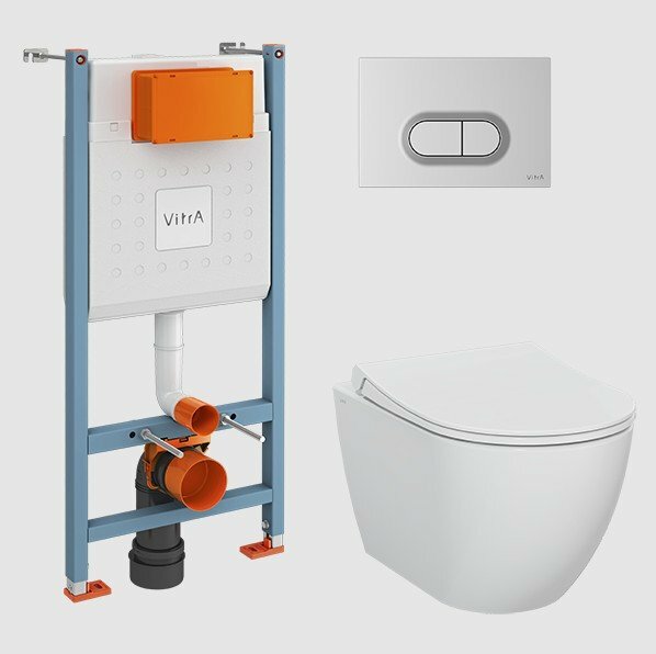Пэк Vitra Mia Round L-box комплект безобод. унитаз с тонк. сид кнопка мат хром