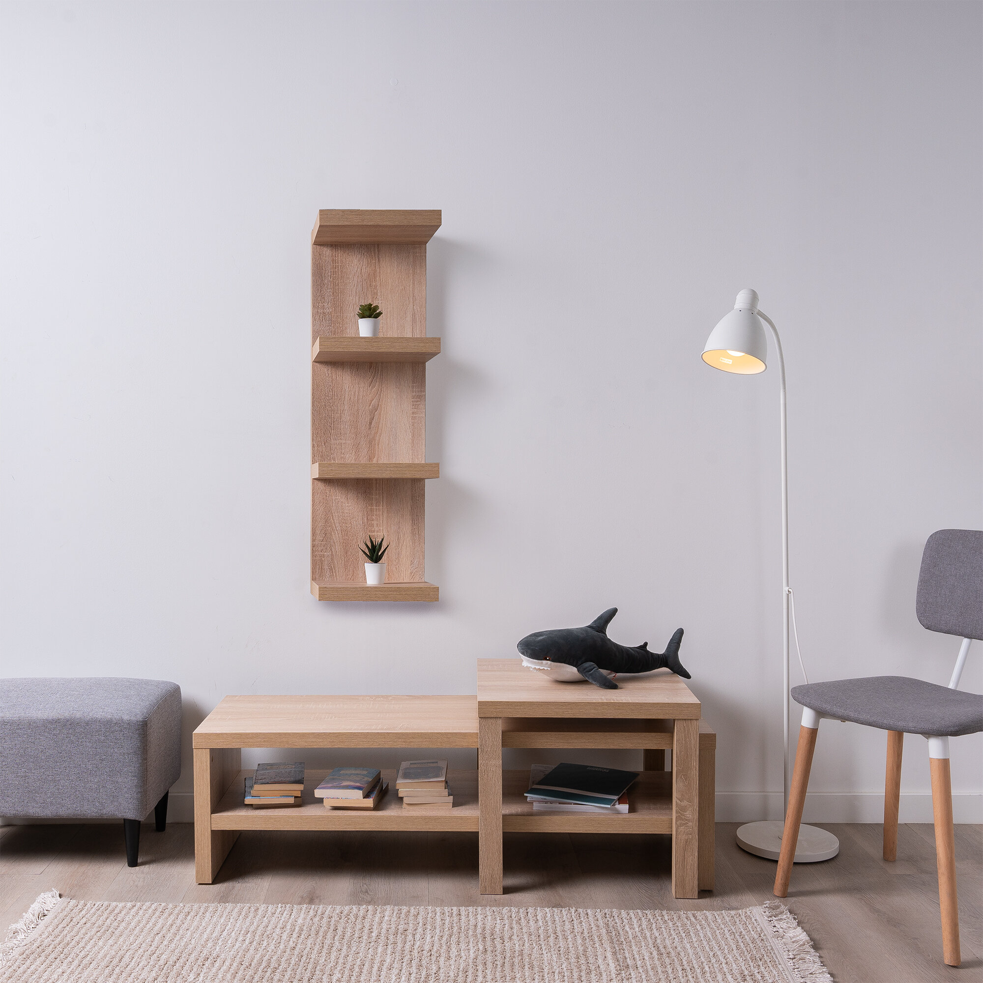 Полка настенная ГУД лакк Фора, 30х97х27 см, тамбурат, дуб беленый