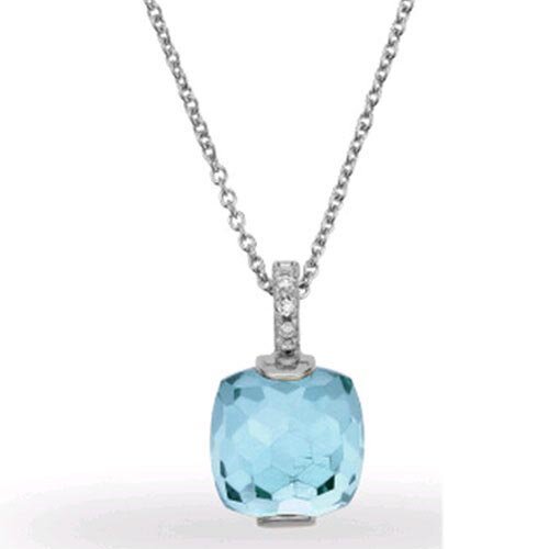 Колье, белое золото, 750 проба, топаз, бриллиант