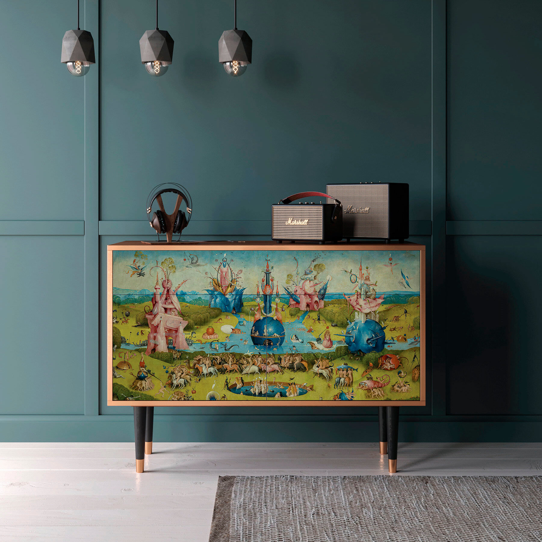 Комод - STORYZ - BS4 The Garden by Hieronymus Bosch, Размер - 115 x 85 x 48 см, Цвет корпуса - Орех