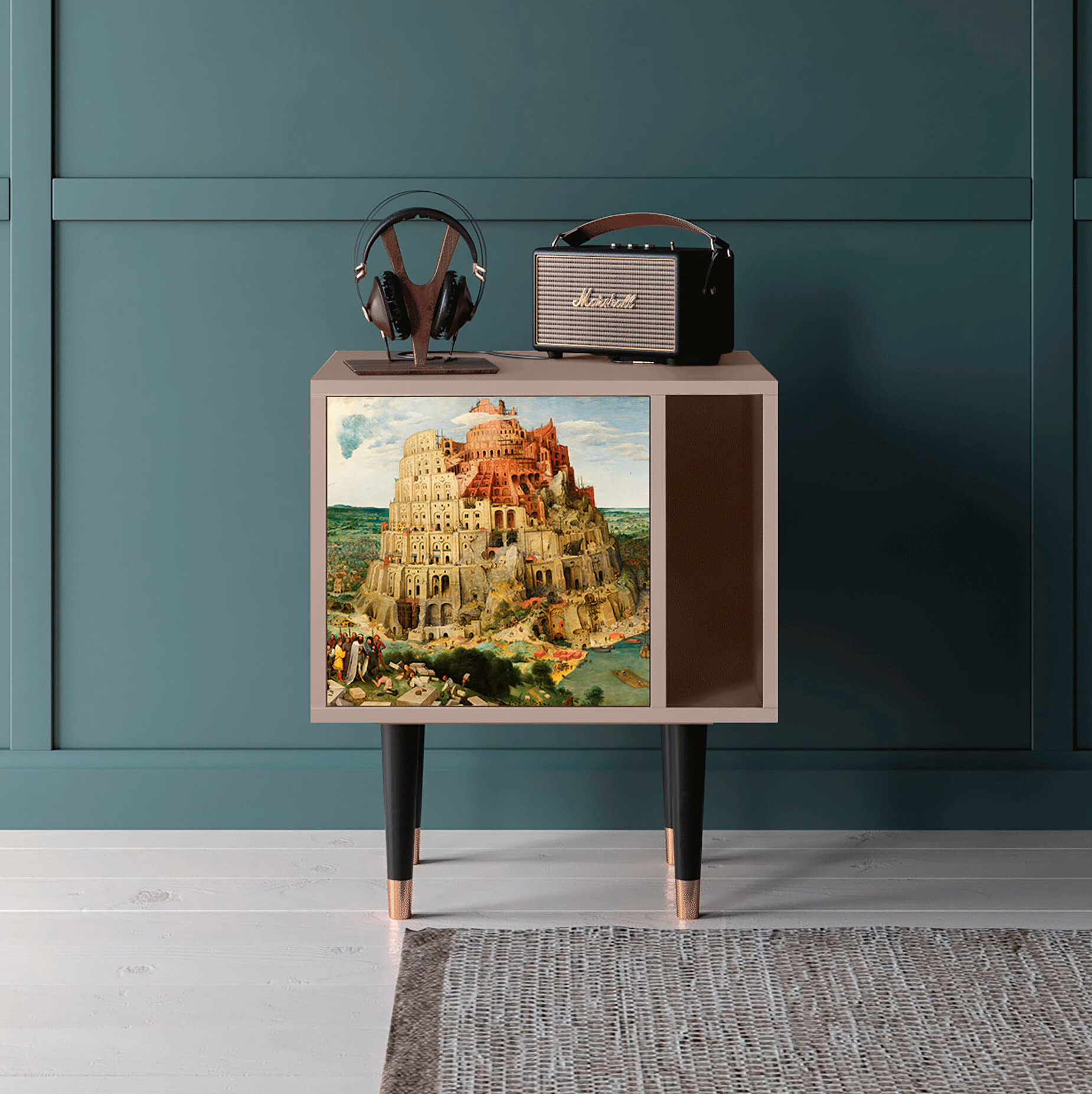 Прикроватная тумба - STORYZ - S2 Elder The Tower of Babel by Pieter Bruegel, Размер - 58 x 69 x 48 см, Цвет - Бежевый