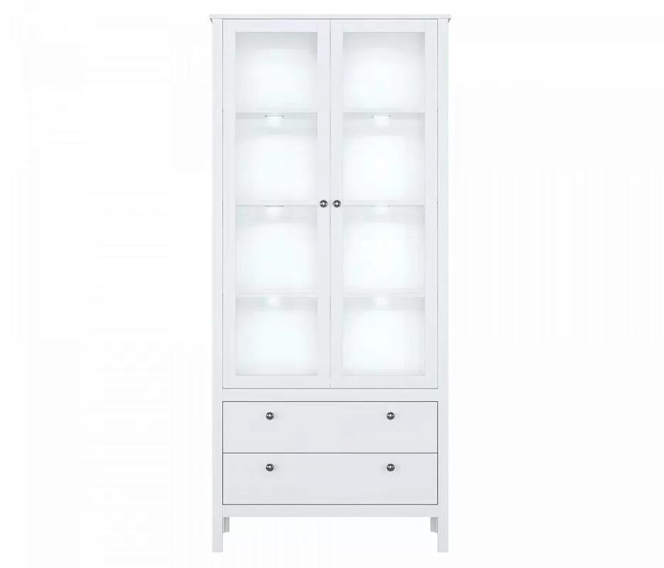 BRW Шкаф-витрина Ева (Хельга) REG2W2S с подсветкой белый