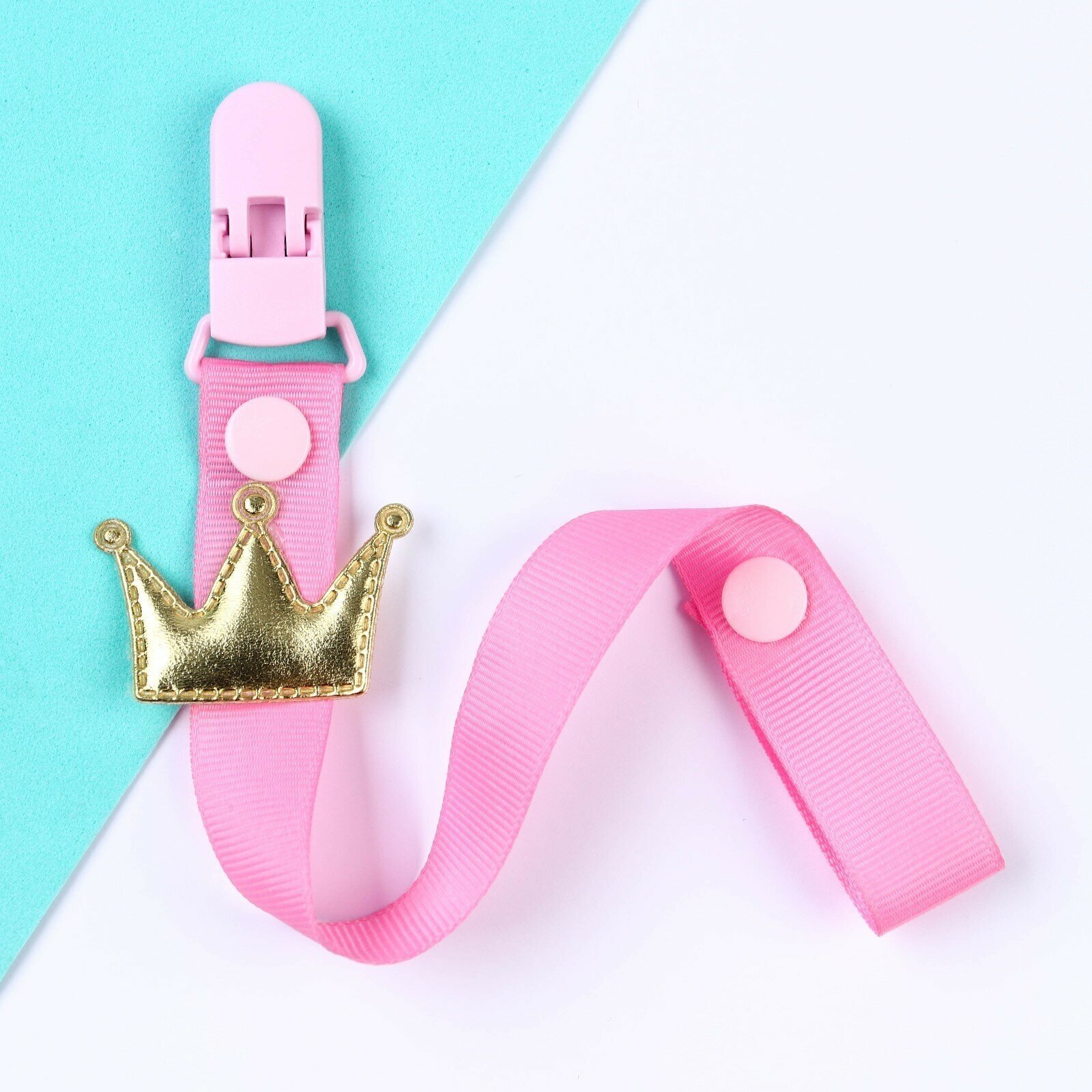Держатель для пустышки, ниблера с лентой "Принцесса", цвет розовый