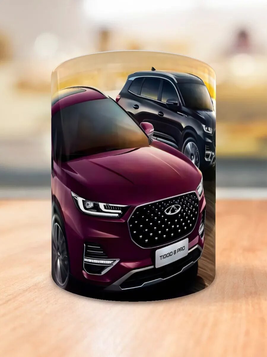 Кружка "Chery Tiggo 8" Обнял, керамика, белая, с принтом, 330мл