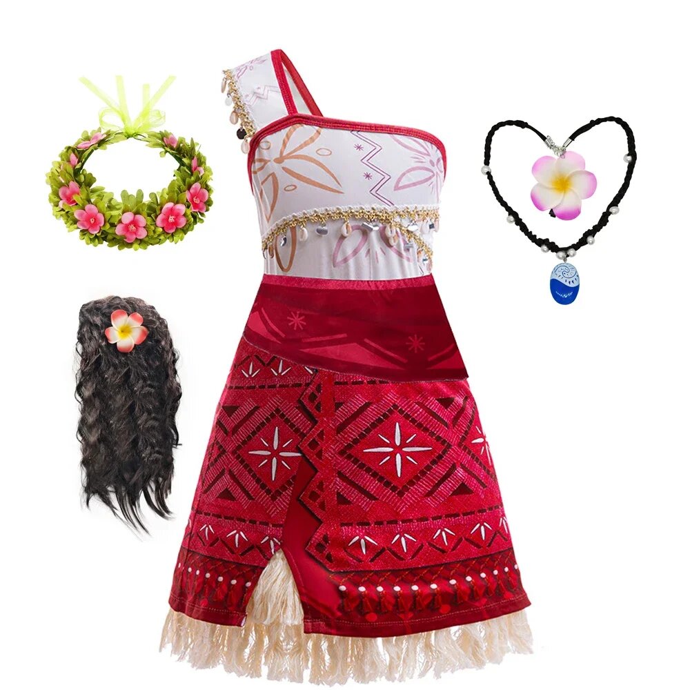 Платье Моана для девочки, красный, 11-12T (Tag 160), Dress 7