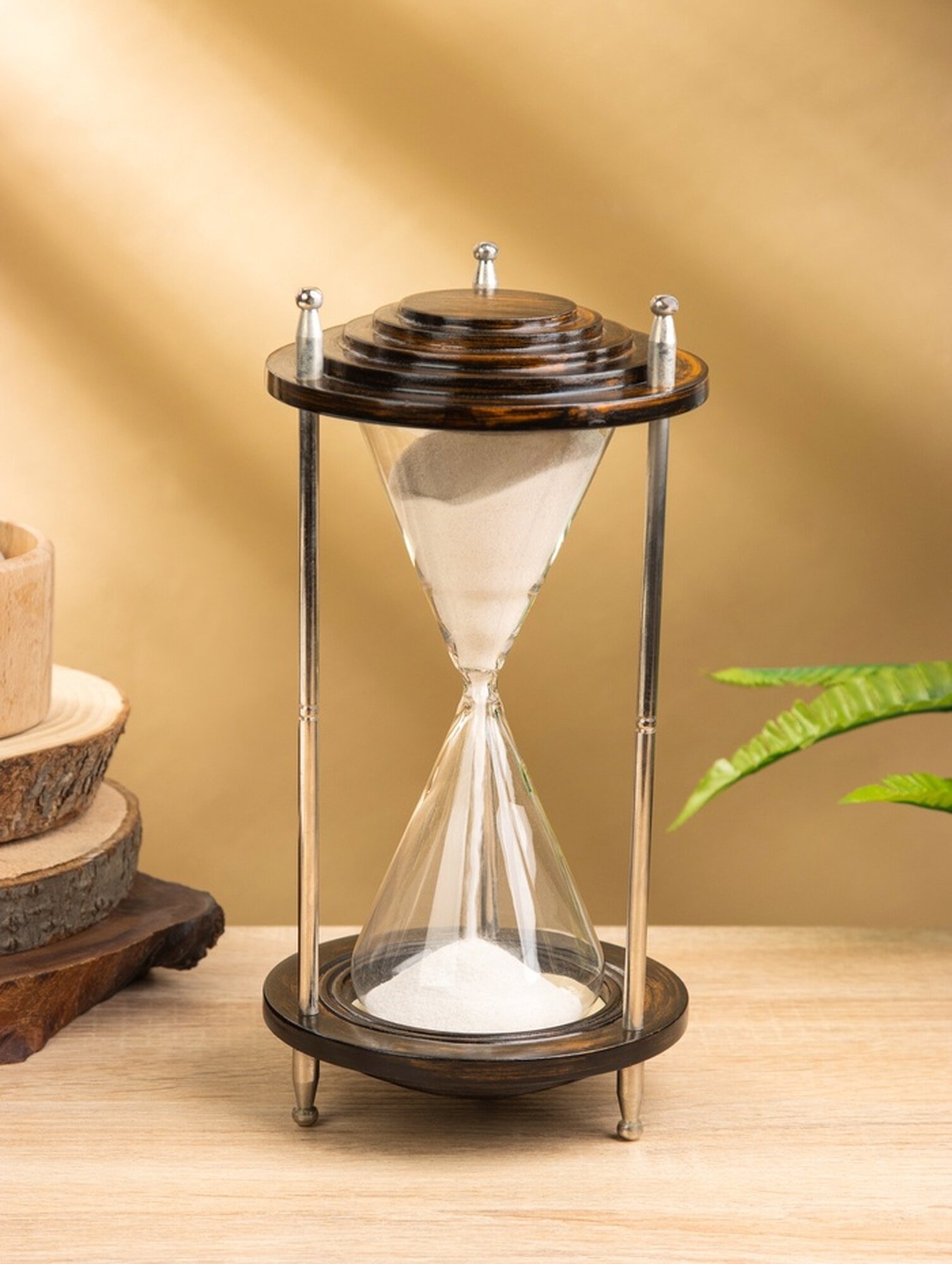 Песочные часы Сима-ленд «Сансет», дерево, сталь, фигурные, коричневые