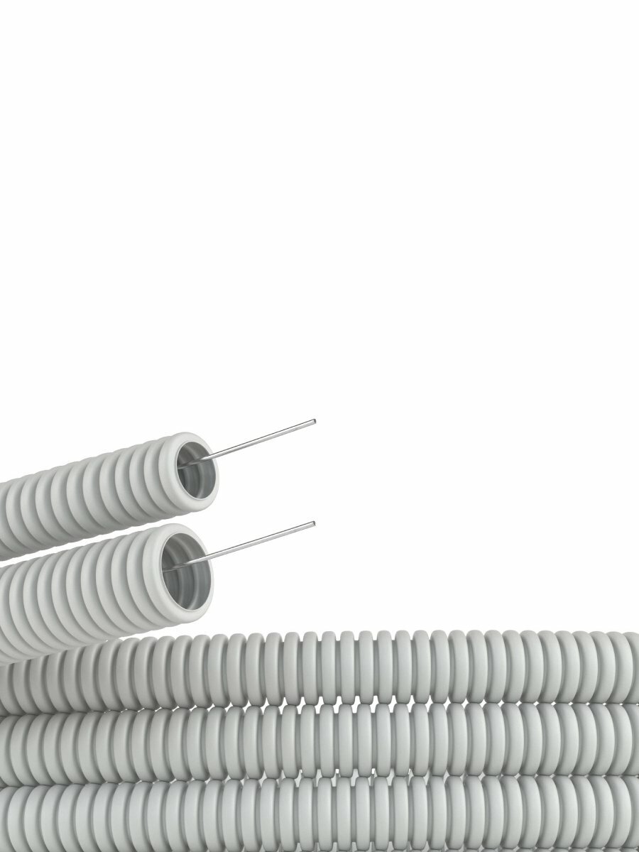 Труба гофрированная DKC ПВХ гибкая тяжелая D40мм с протяжкой серая 20 метров.