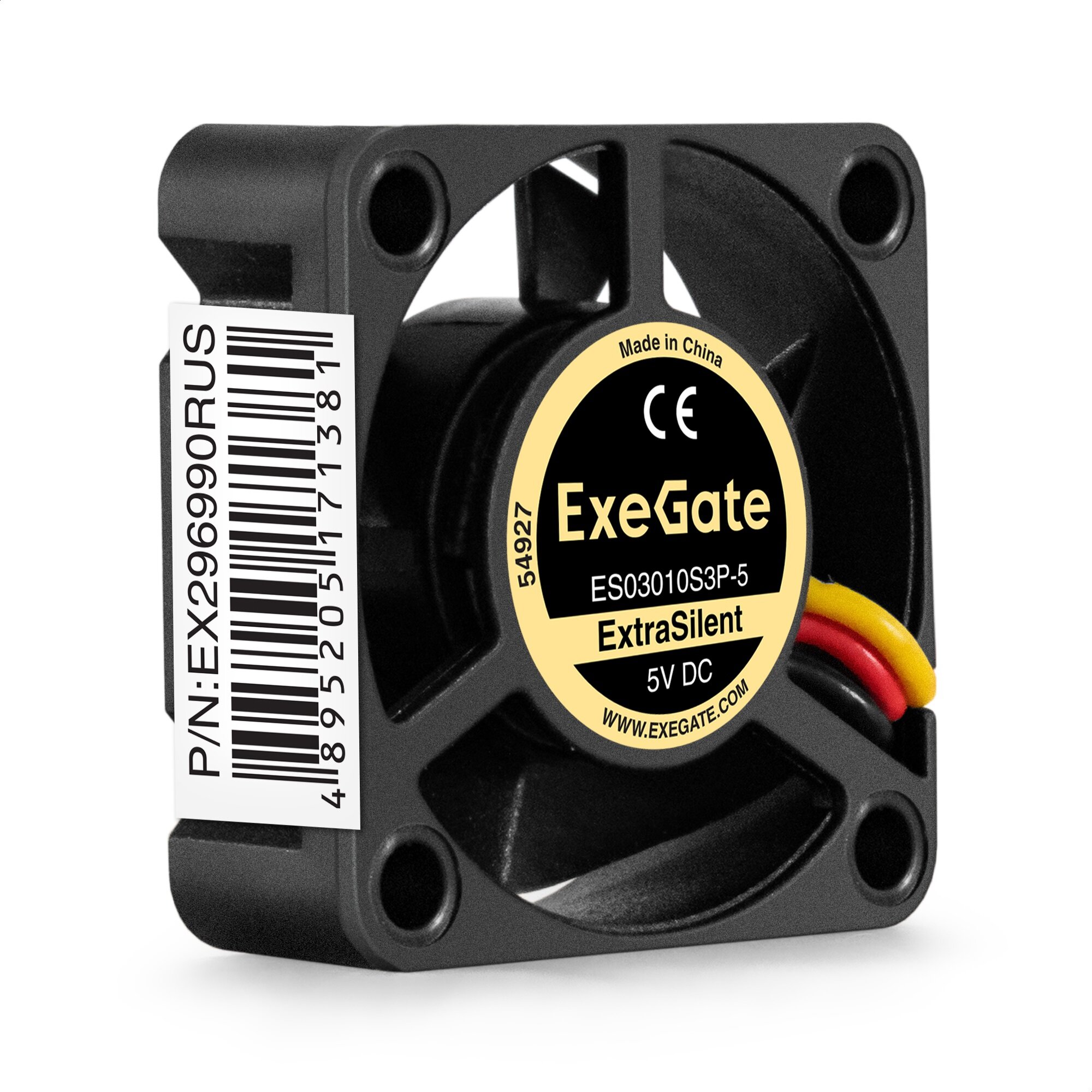 Вентилятор 5В DC ExeGate ExtraSilent ES03010S3P-5 (30x30x10 мм, Sleeve bearing (подшипник скольжения),3pin, 7000RPM, 22dBA) EX296990RUS