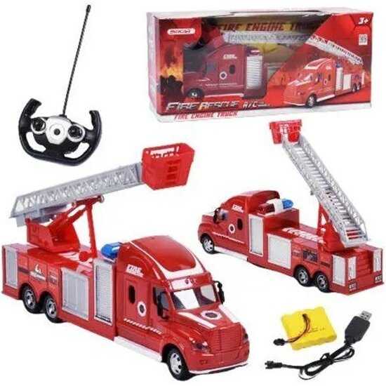 Машинка на радиоуправлении Syrcar 666-194NA Пожарная машина сирена свет/звук 39 см
