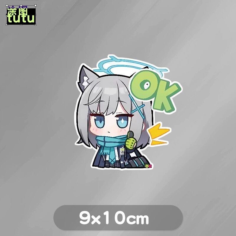 Синие файлы, двойная линия, песок, волк Байзи, периферийные устройства, двумерная мультяшная светоотражающая наклейка