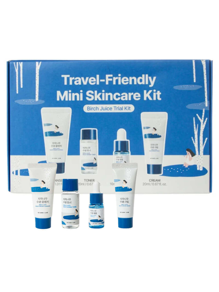 ROUND LAB Набор средств для лица с берёзовым соком: гель, тонер, сыворотка, крем / Birch Juice Trial Kit, 30 мл, 20 мл x 2, 10 мл