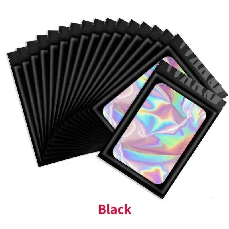 MOONBIFFY самозапечатывающийся упаковочный пакет, цветной лазер, 6x10см/9x12см/10,5x15см Черный, Black, 10.5x15cm, 10Pcs