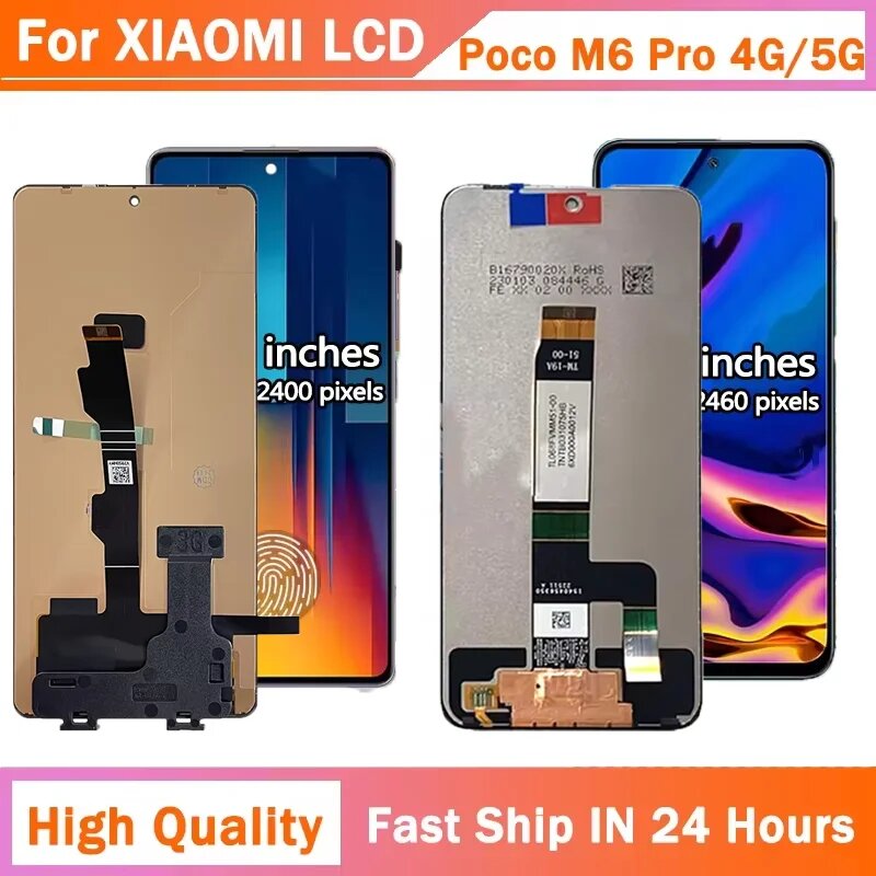 AMOLED для Xiaomi Poco M6 Pro 4G 2312FPCA6G ЖК-дисплей с цифровым преобразователем сенсорного экрана в сборе для POCO M6Pro 5G 2312FPCA6G дисплей 4G Black Frame