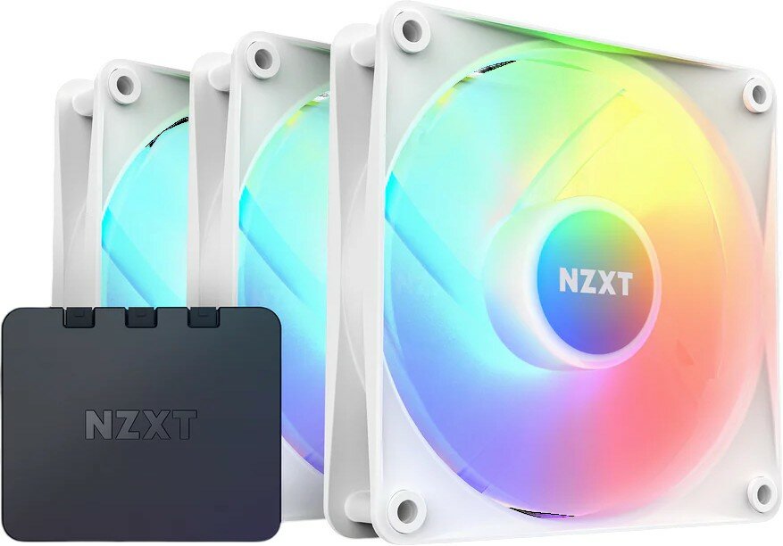 Корпусный вентилятор NZXT Кулер для корпуса ПК/ Case Cooler F120 RGB Core Triple Pack (120x120x25mm, 4-pin PWM, RGB, 78.86CFM, 33.88dBA, 1800RPM, White, 3pcs)