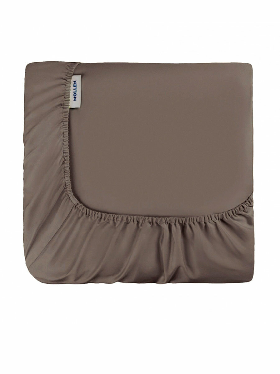 Простыня на резинке Mollen Total Look 120x200см в кофейном, 100% хлопок 400 ТС