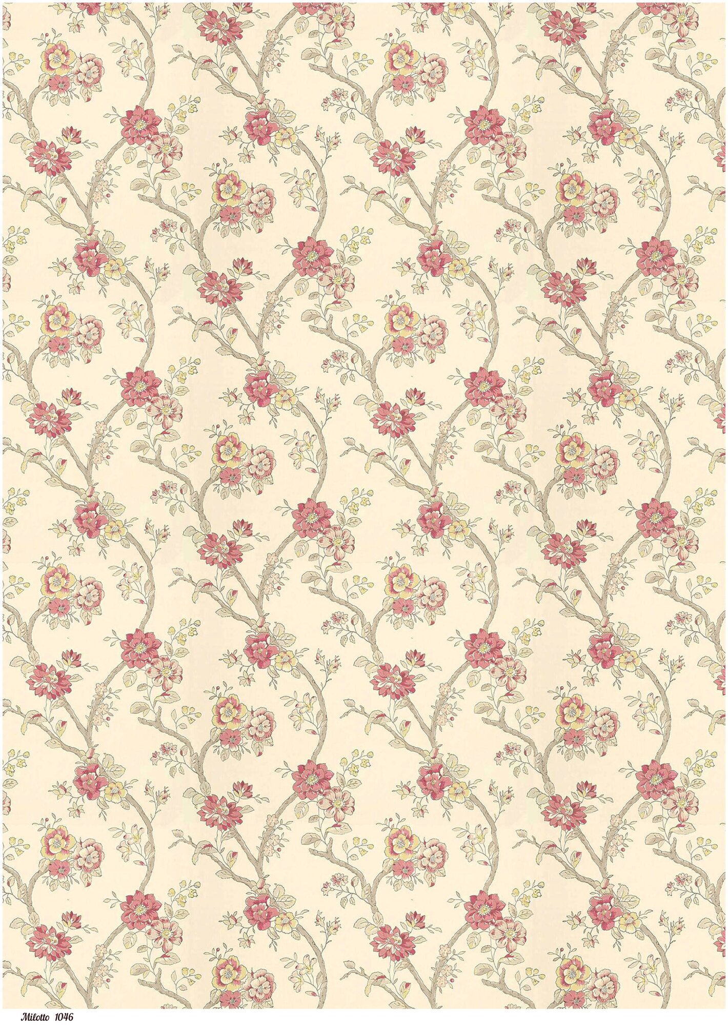 Рисовая бумага для декупажа А4 ультратонкая салфетка 1046 фон цветы винтаж крафт Milotto