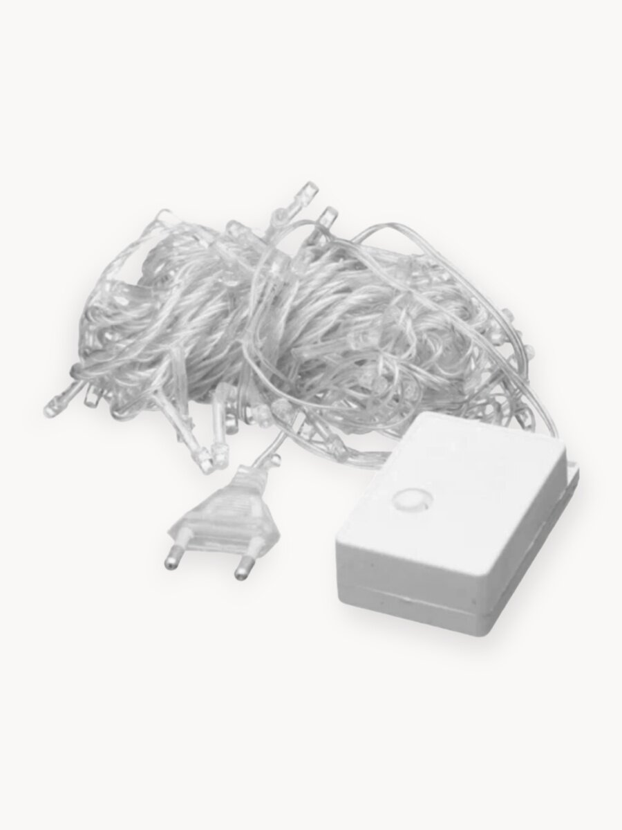 Новогодняя гирлянда светодиодная линейная, 140 LED, тёплая белая, прозрачный провод, 7 метров