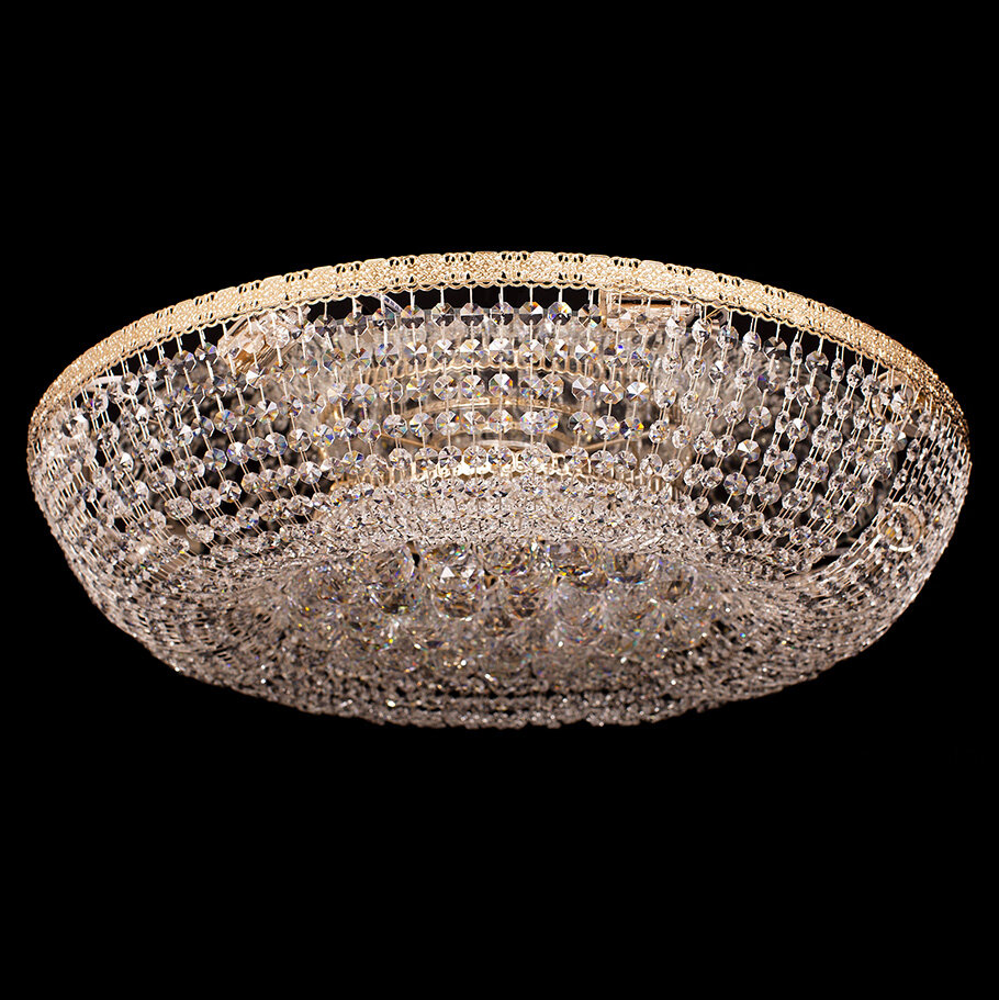 Люстра Гусь-Хрустальный Лира №7, хрусталь, Е27, 480 Вт, кол-во ламп: 8шт, цвет арматуры: золотой