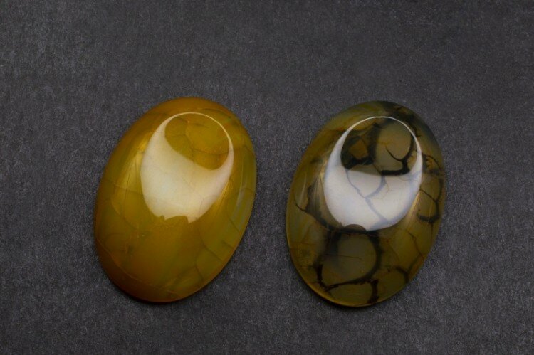 Кабошон овальный 25х18мм, Агат, оттенок желтый, 2003-037, 1шт