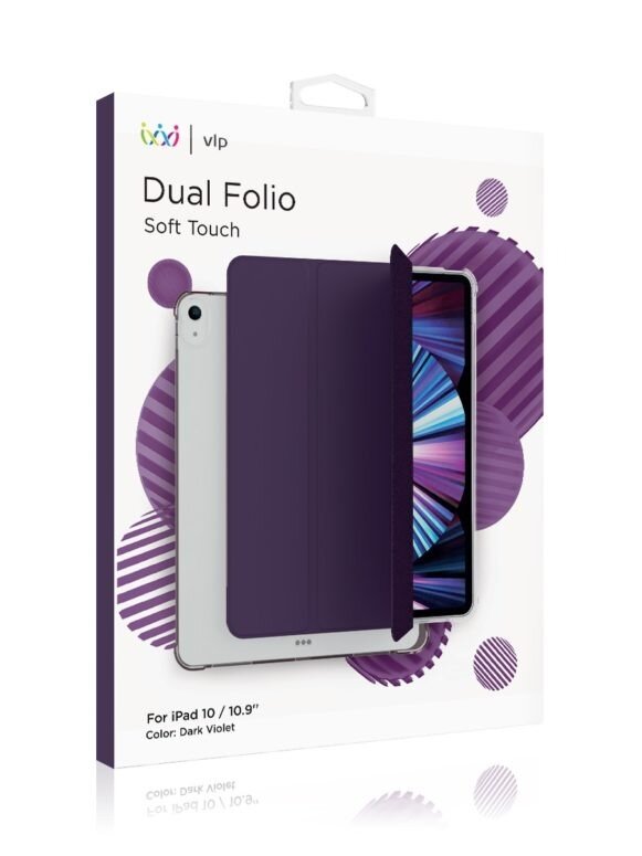 Чехол-книжка VLP "Dual Folio", для iPad 10, 2022, с отделением для карандаша, цвет Dark Violet