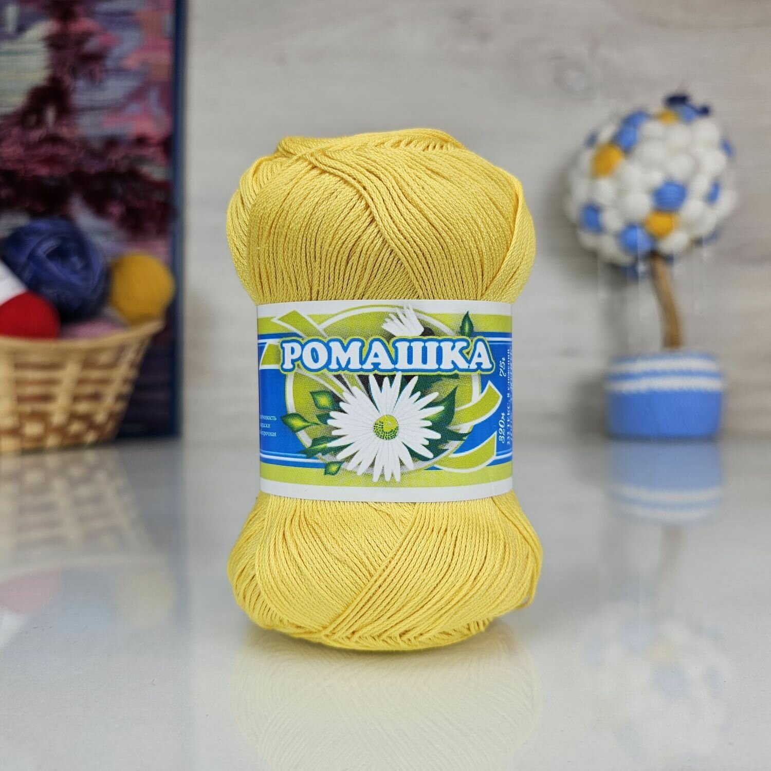 Пряжа Ромашка (ПНК), св. медовый - 0302, 100% мерсеризованный хлопок, 4 мотка, 75 г, 320 м.