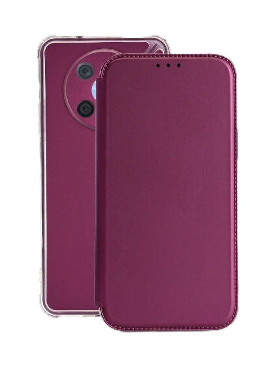 Чехол-книжка на Huawei Nova Y90 с противоударным бампером с усиленными углами Бордовый