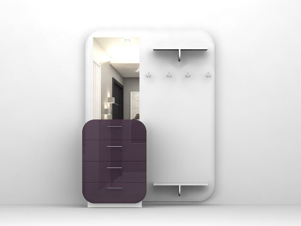 Прихожая Модерн-15 МДФ Фиолетовый для одежды с зеркалом 110*220*40