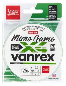 Леска плетёная LJ Vanrex MICRO GAME х4 BRAID Fluo Green 125/008