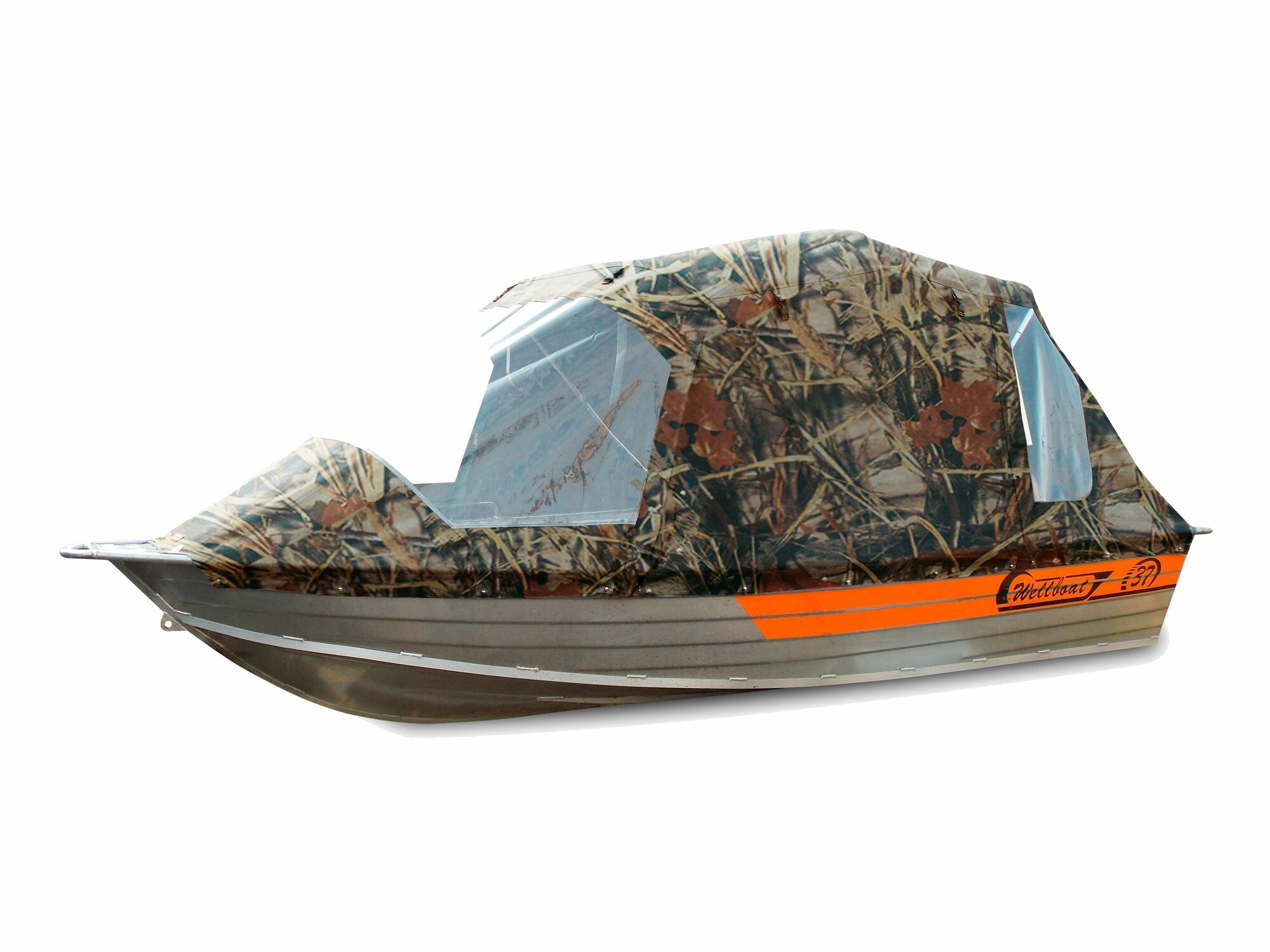 Wellboat-37. Вельбот-37. Тент ходовой с дугами с креплениями