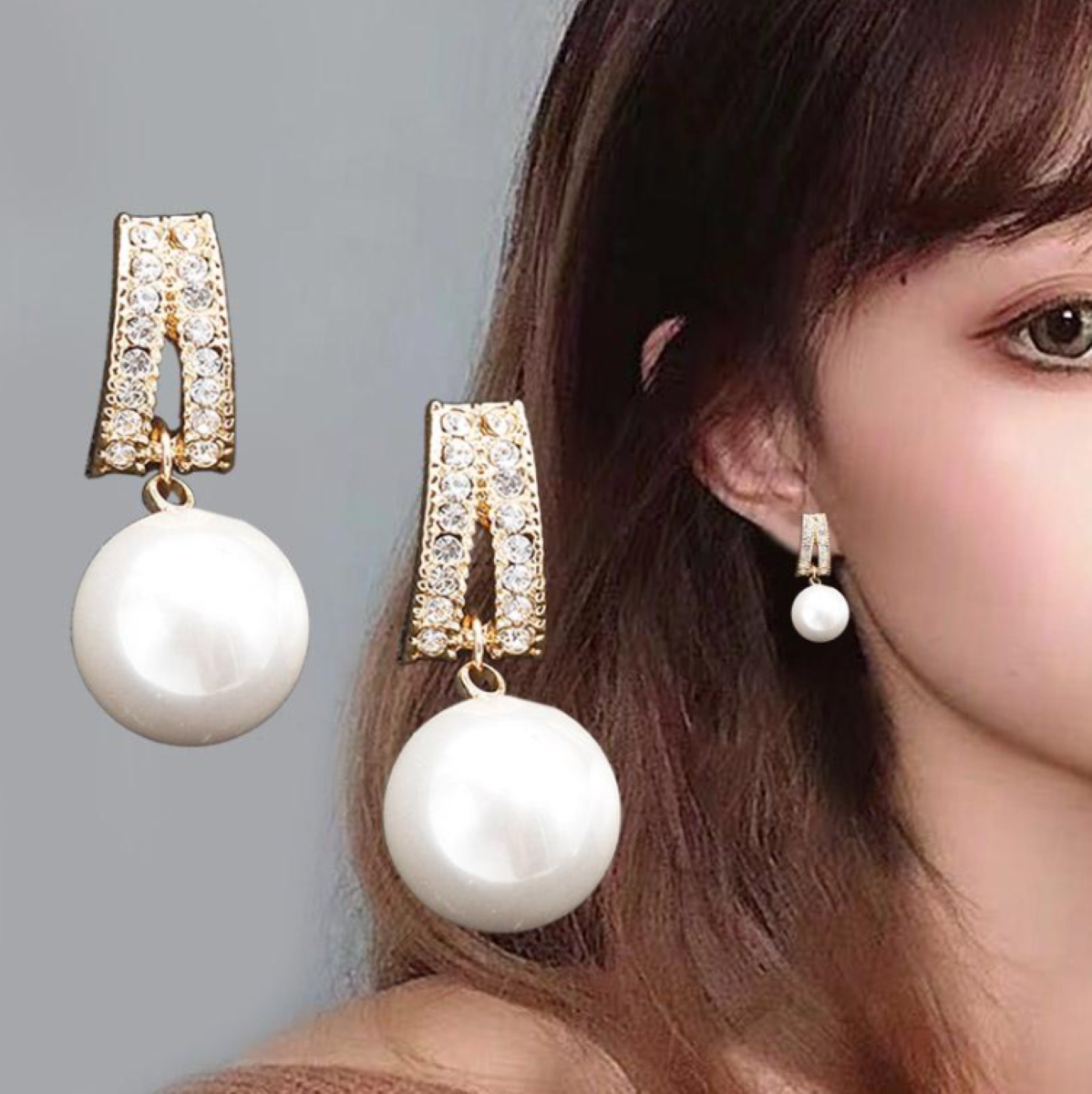 Серьги пусеты, с подвесками, жемчуг имитация