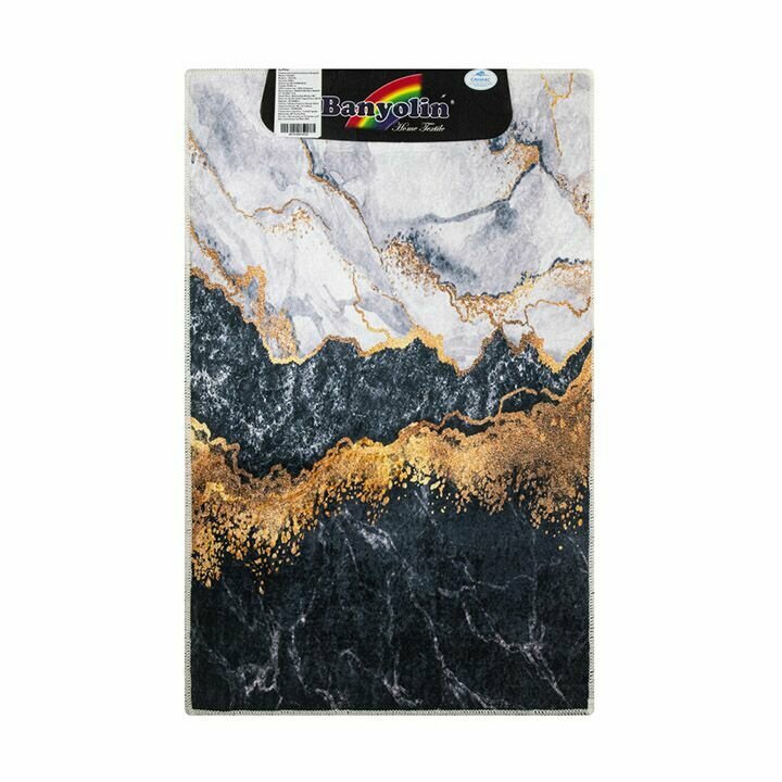 Коврик санакс дизайнерский черно-серый мрамор одинарный 550 х 900 мм,