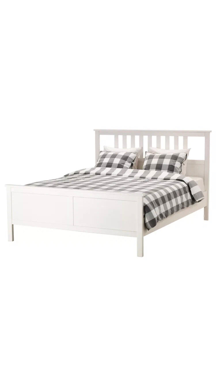 Кровать хемнэс икеа с перекладиной скорва. Оригинал .160х200 цвет белый