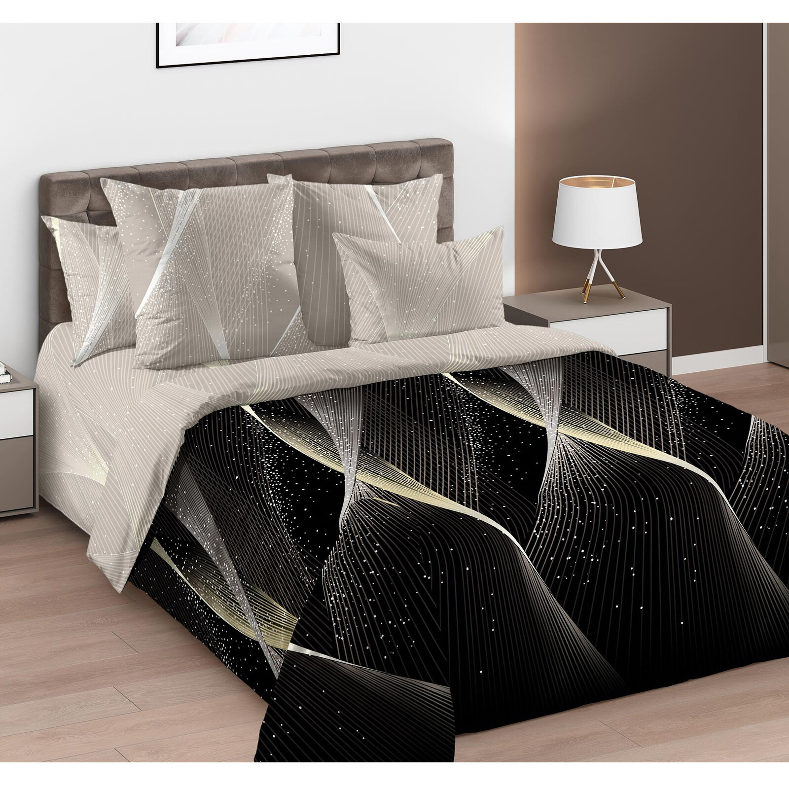 Покрывало из перкали 240х225 стеганое Звездный свет