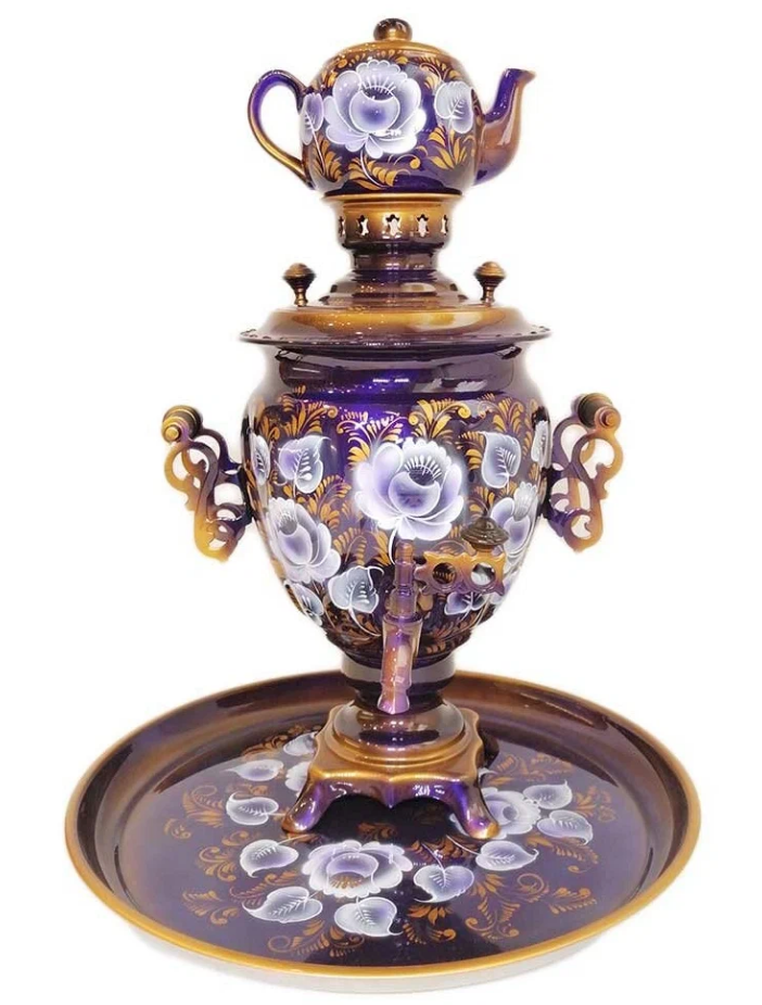 Набор Самовар электрический 3 литра Гжель кобальт