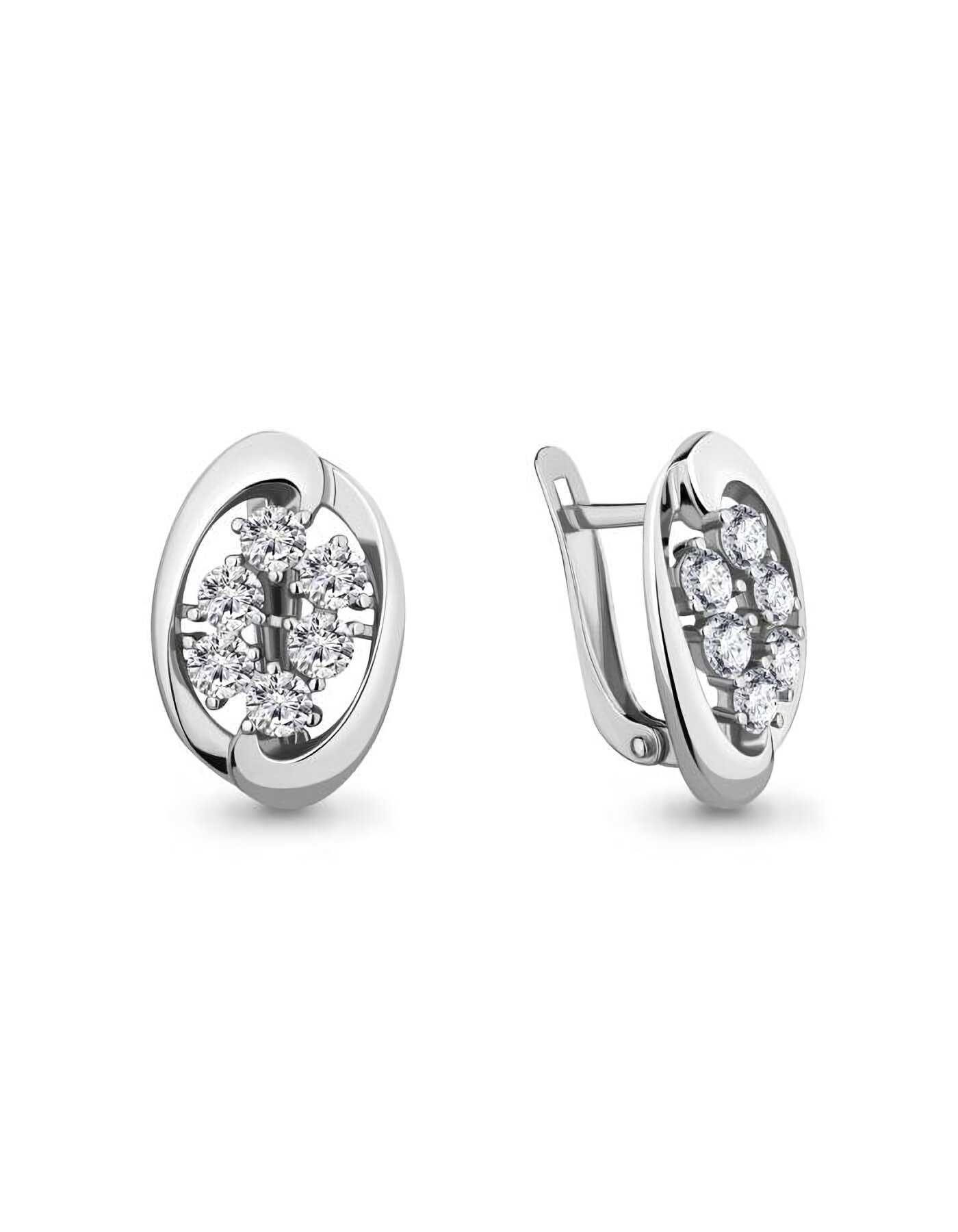 Серьги, серебро, 925 проба, родирование, фианит