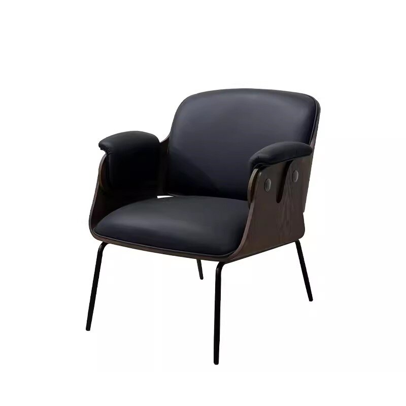 Кресло маленькое в стиле BD Barcelona LOW LOUNGER Дизайн Jaime Hayon (цвет черный орех + черная экокожа)