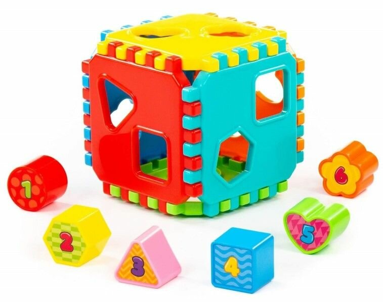 Сортер "Куб", логическая игра-конструктор для малышей, учим цвета и фигуры, развивающая игрушка по методике Монтессори