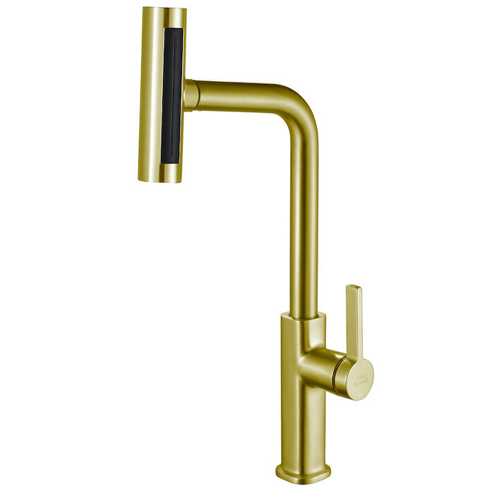 Смеситель для кухни ZORG Steel Hammer (SH 092 PVD BRONZE) с выдвижным изливом, бронзовый