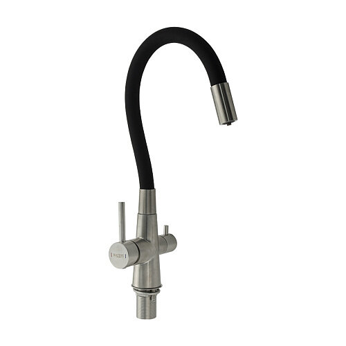 Смеситель для кухонной мойки под фильтр с краном для питьевой воды и гибким изливом Magnus(91117) из нерж. стали SUS 304
