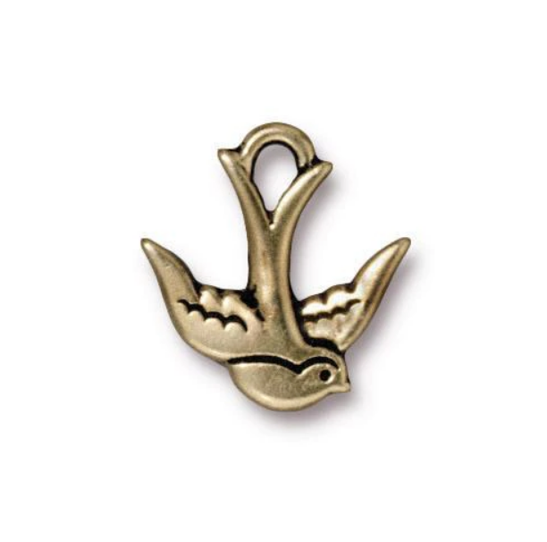 Подвеска, 17х16.5х2.5мм, TierraCast, ласточка, базовый материал - оловянный сплав, бронзовая с чернением, 2 шт.