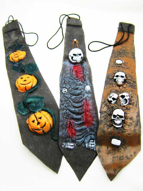 Галстук для Хэллоуина латекс, черный/оранжевый, размер 42*8 см