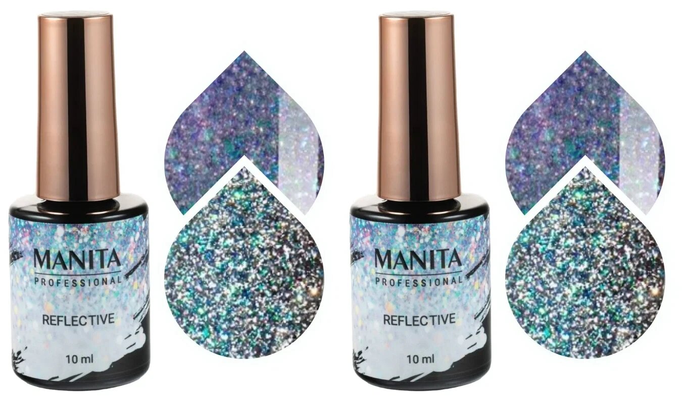 Гель-лак для ногтей светоотражающий с хлопьями юки Manita Professional Multichrome Reflective №04, 10 мл, 2 шт