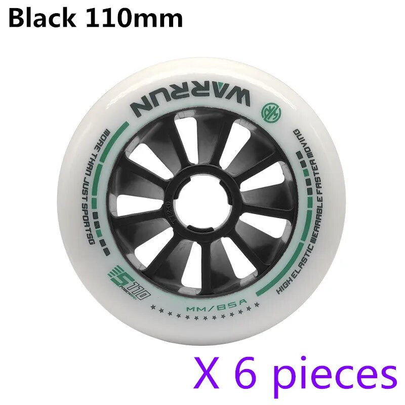 WARRUN колёса для роликовых коньков 85A чёрные/синие/красные Черный, 6 Black 110mm