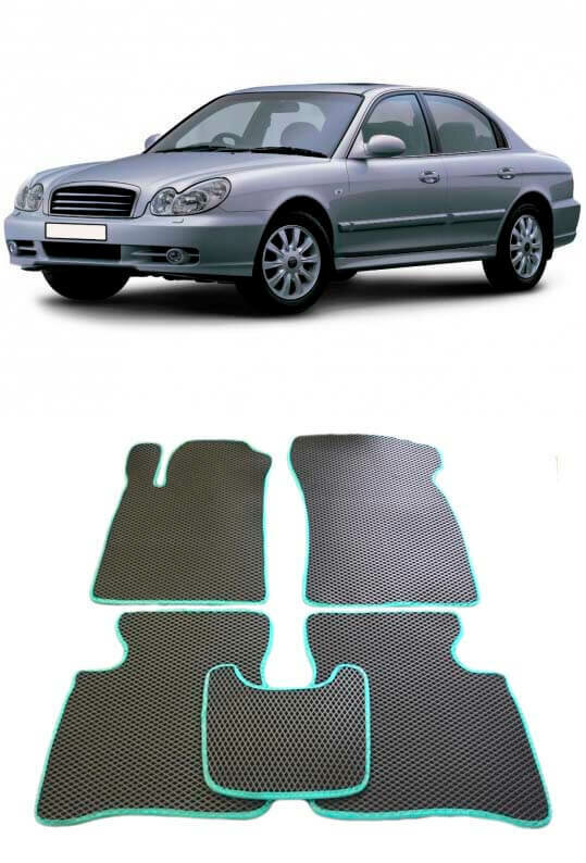 Ева коврики Hyundai Sonata IV 2001 - 2012/ Ева ЭВА сота/ цвет Черный c красной окантовкой / EVA Smart / коврики в салон автомобиля Хёндай