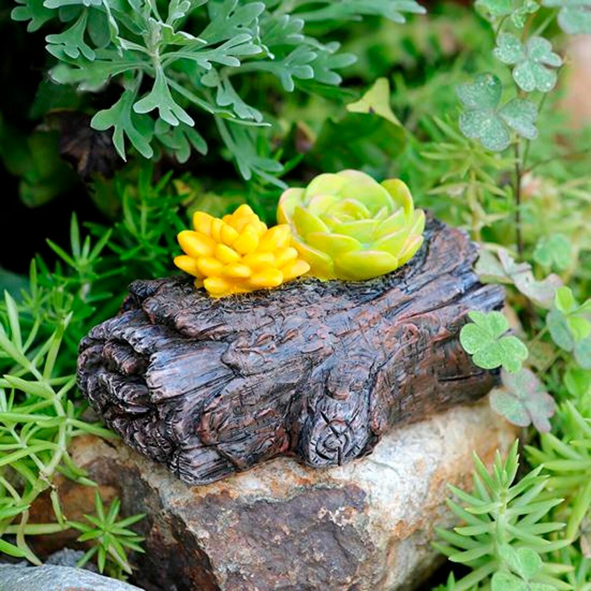 Тайник для ключей садовый / Имитация древесины с цветами из смолы