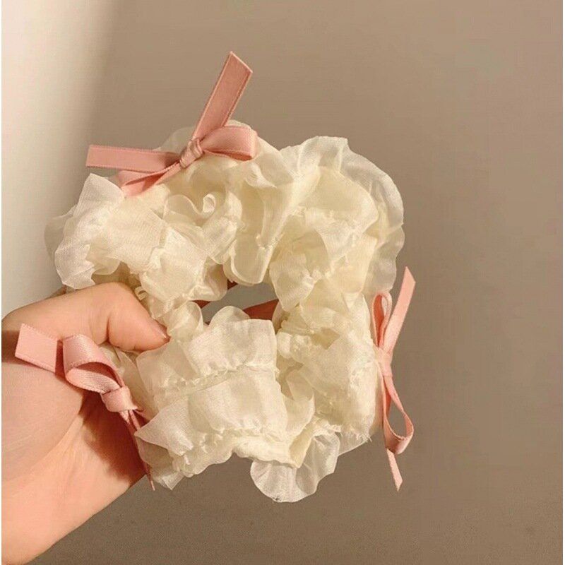 Кольцо для волос "Супер-фея", бежевое, кружевное, балетный бант