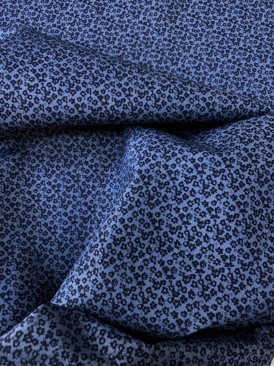 Ткань Хлопок плательно-рубашечный, джинсовый цвет, Италия