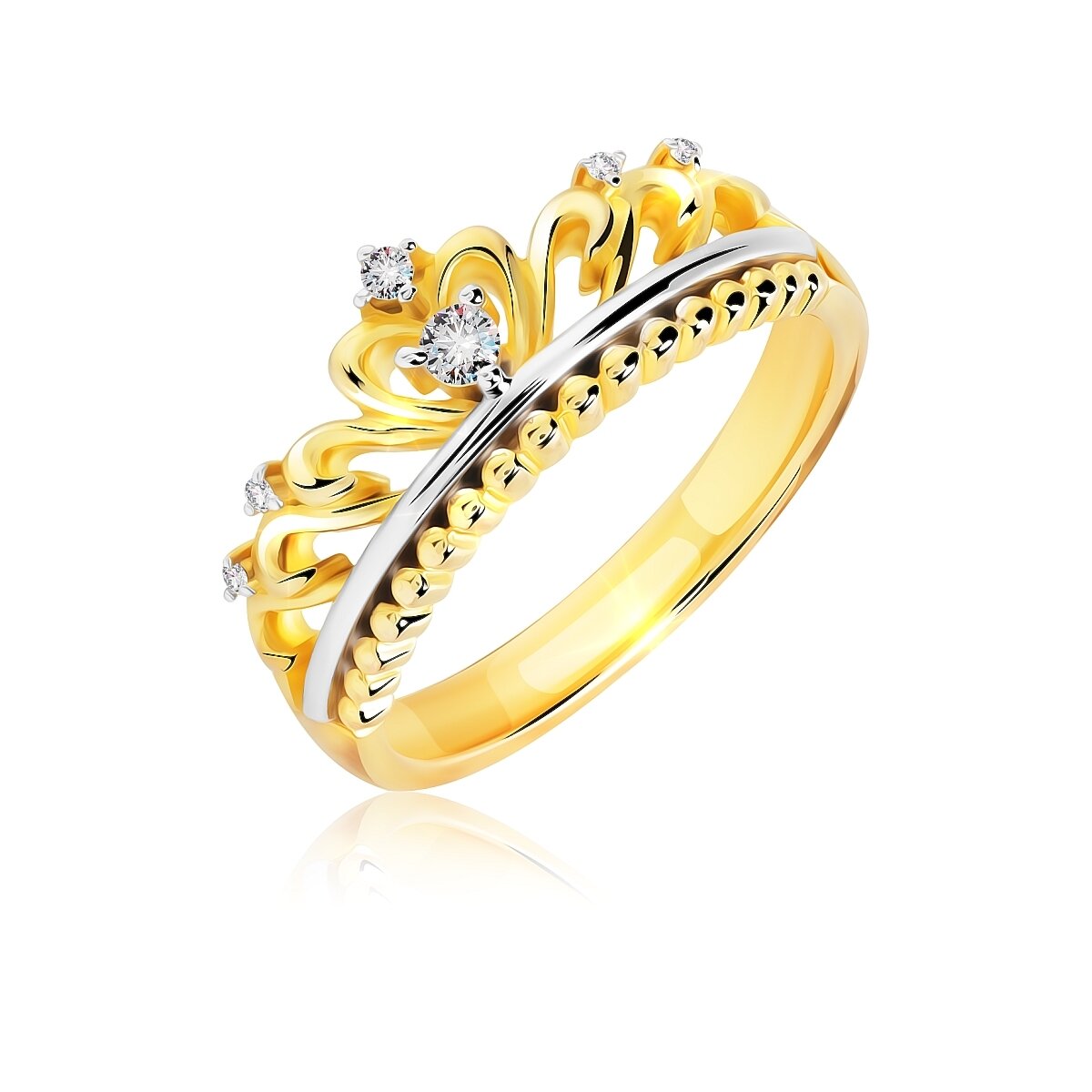 Кольцо дорожка, серебро, 925 проба, золочение, фианит